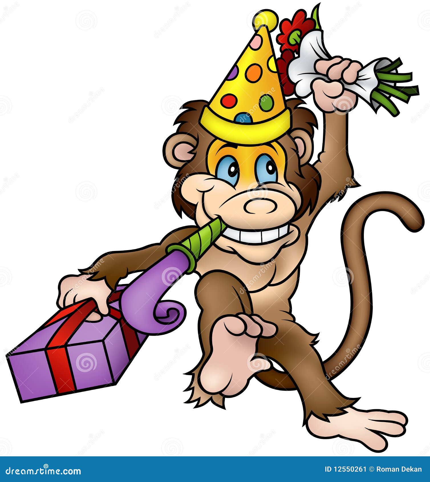 Macaco e presente ilustração do vetor. Ilustração de macaco - 12550261