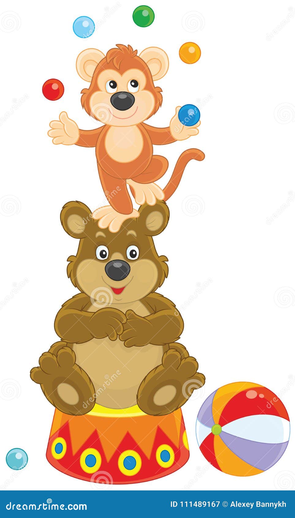 Macaco e urso do circo ilustração do vetor. Ilustração de grampo ...