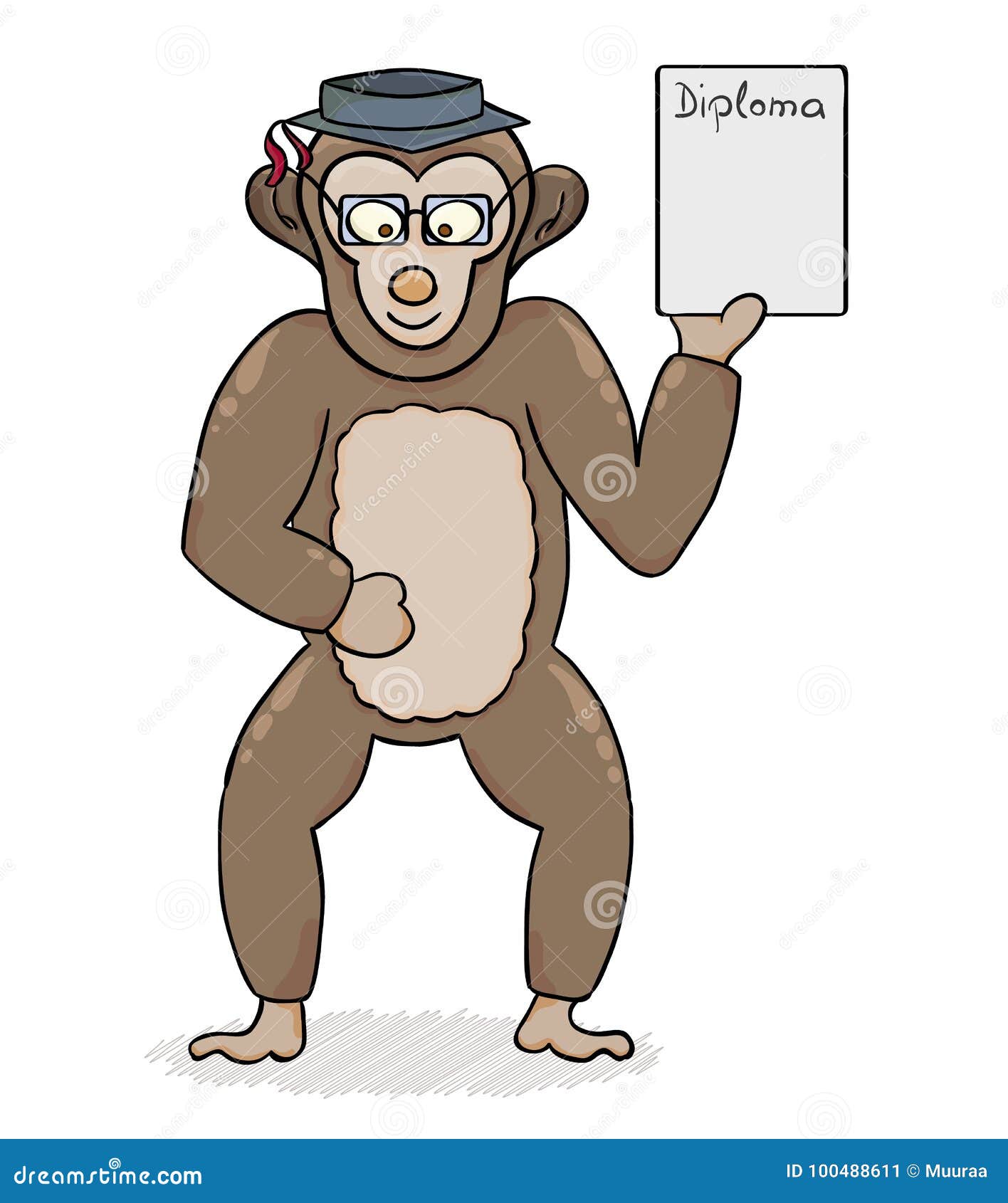 Macaco Inteligente Com Diploma Ilustração do Vetor - Ilustração de ...