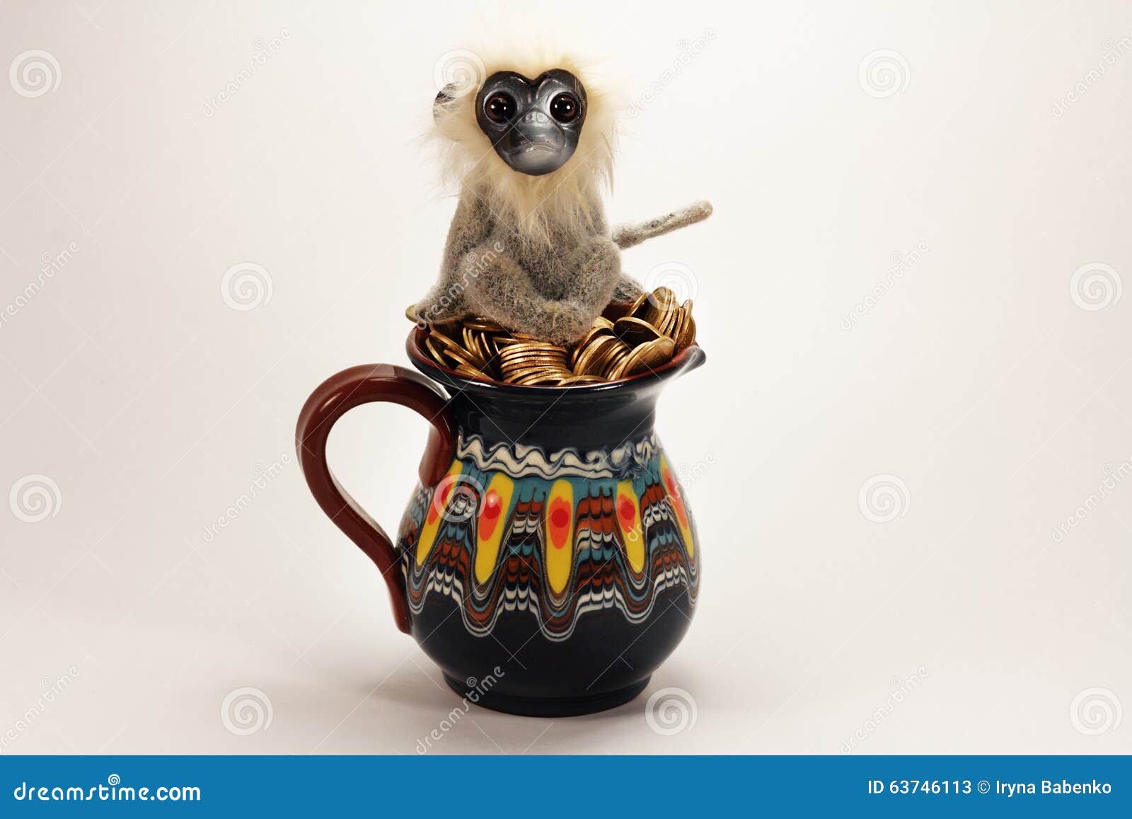 Macaco No Jarro Com Moedas De Ouro Imagem de Stock - Imagem de riqueza ...