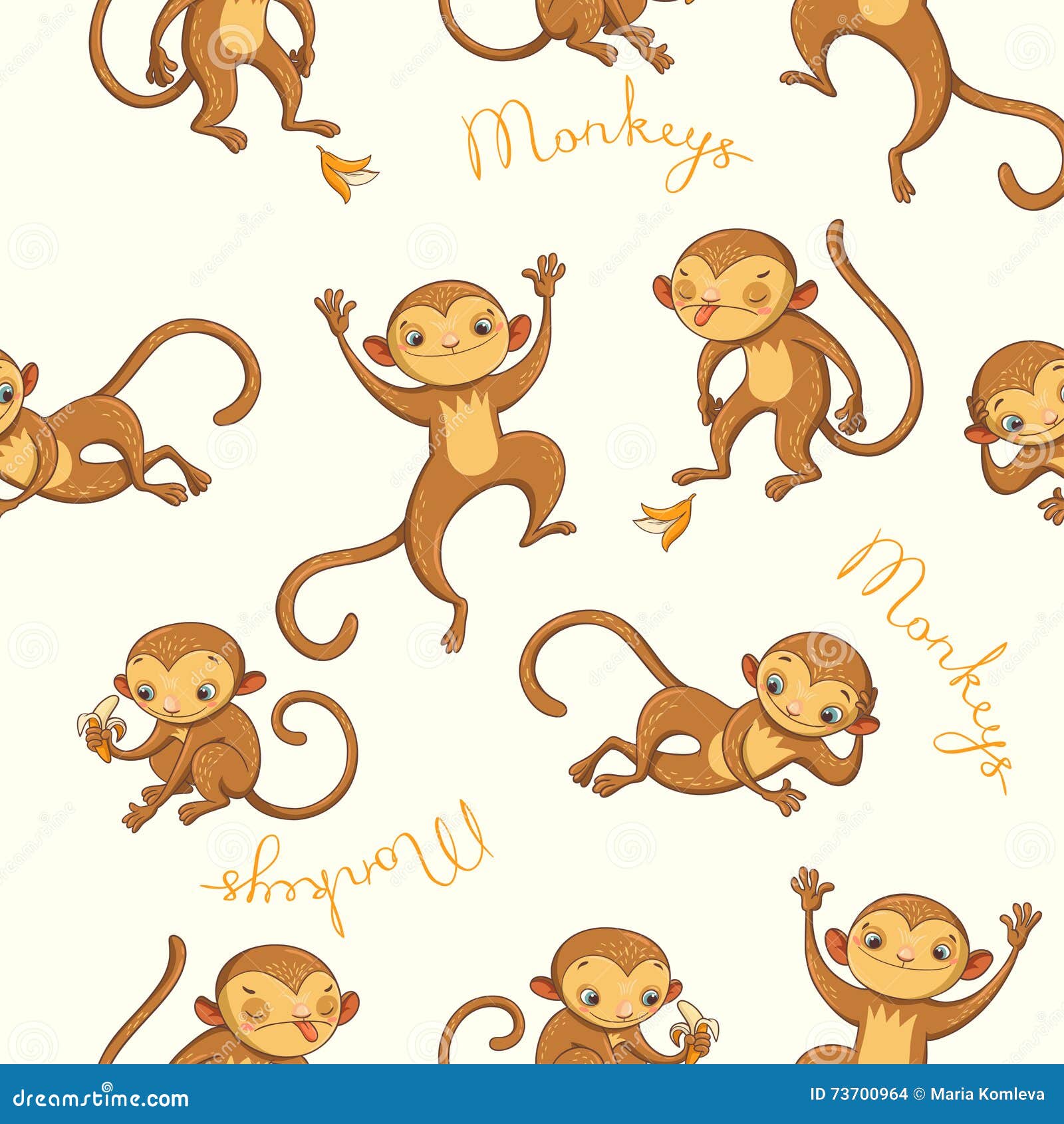 Macacos Vector O Teste Padrão Sem Emenda Ilustração do Vetor ...