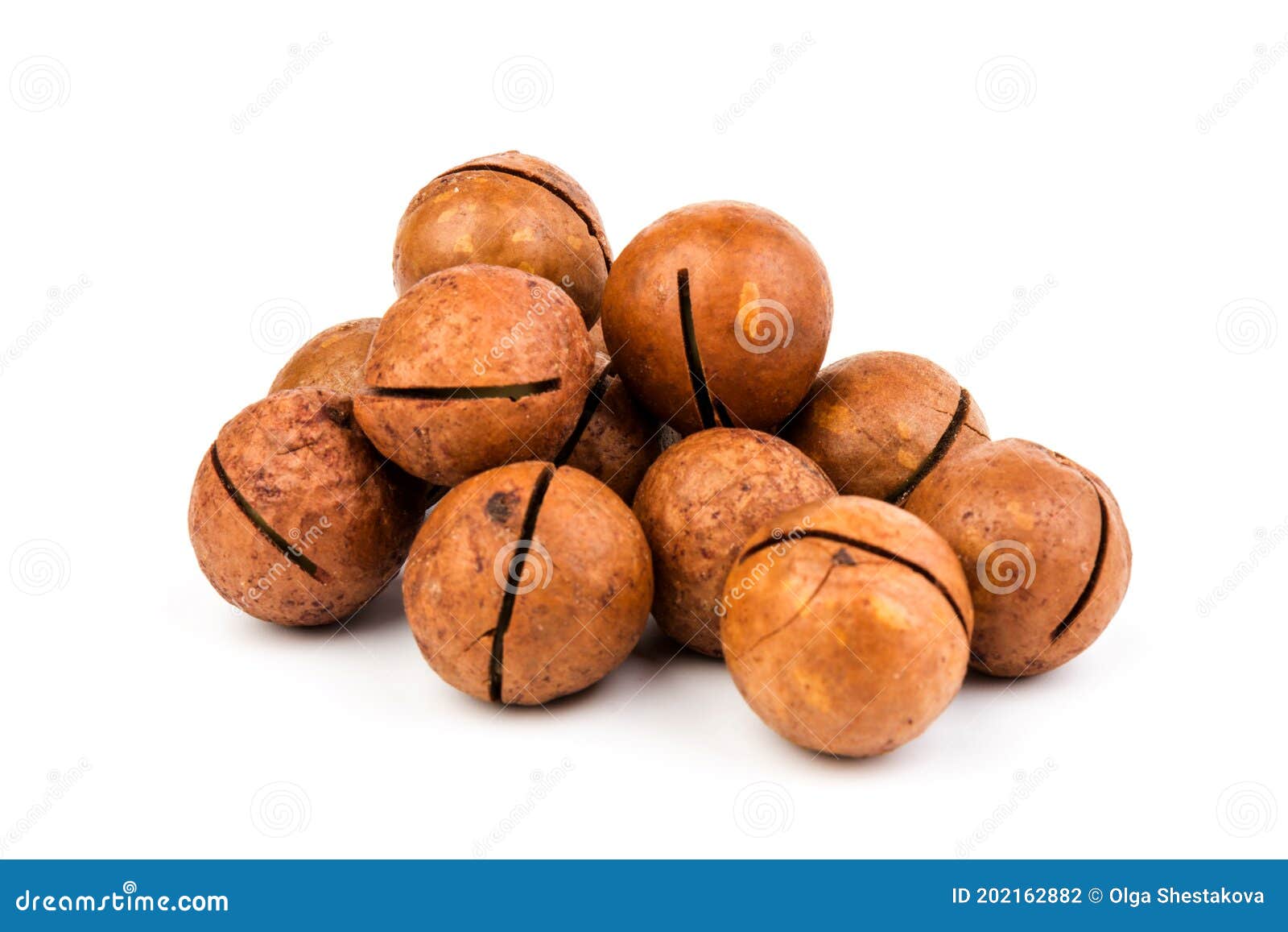 Macadam Nuts with Clipping Path on a White Isolated Background Stock ...