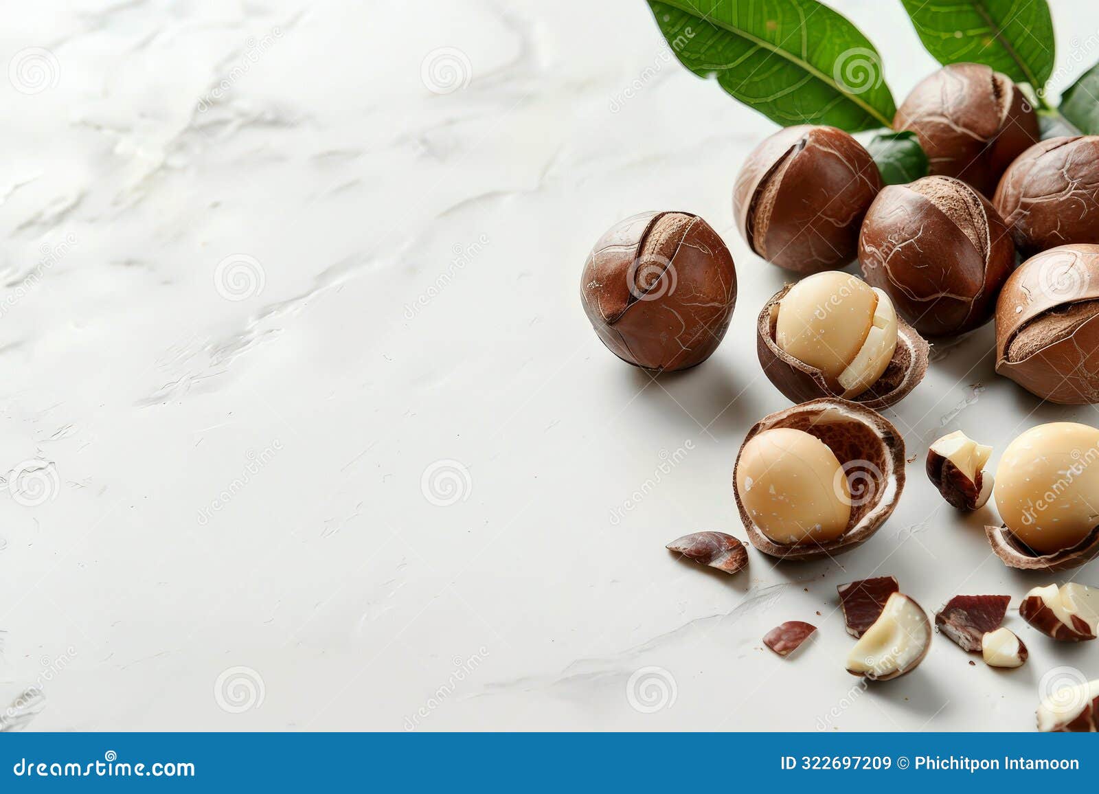 Macadamia Nut with Cracked Shells Isolated on White Background Created ...