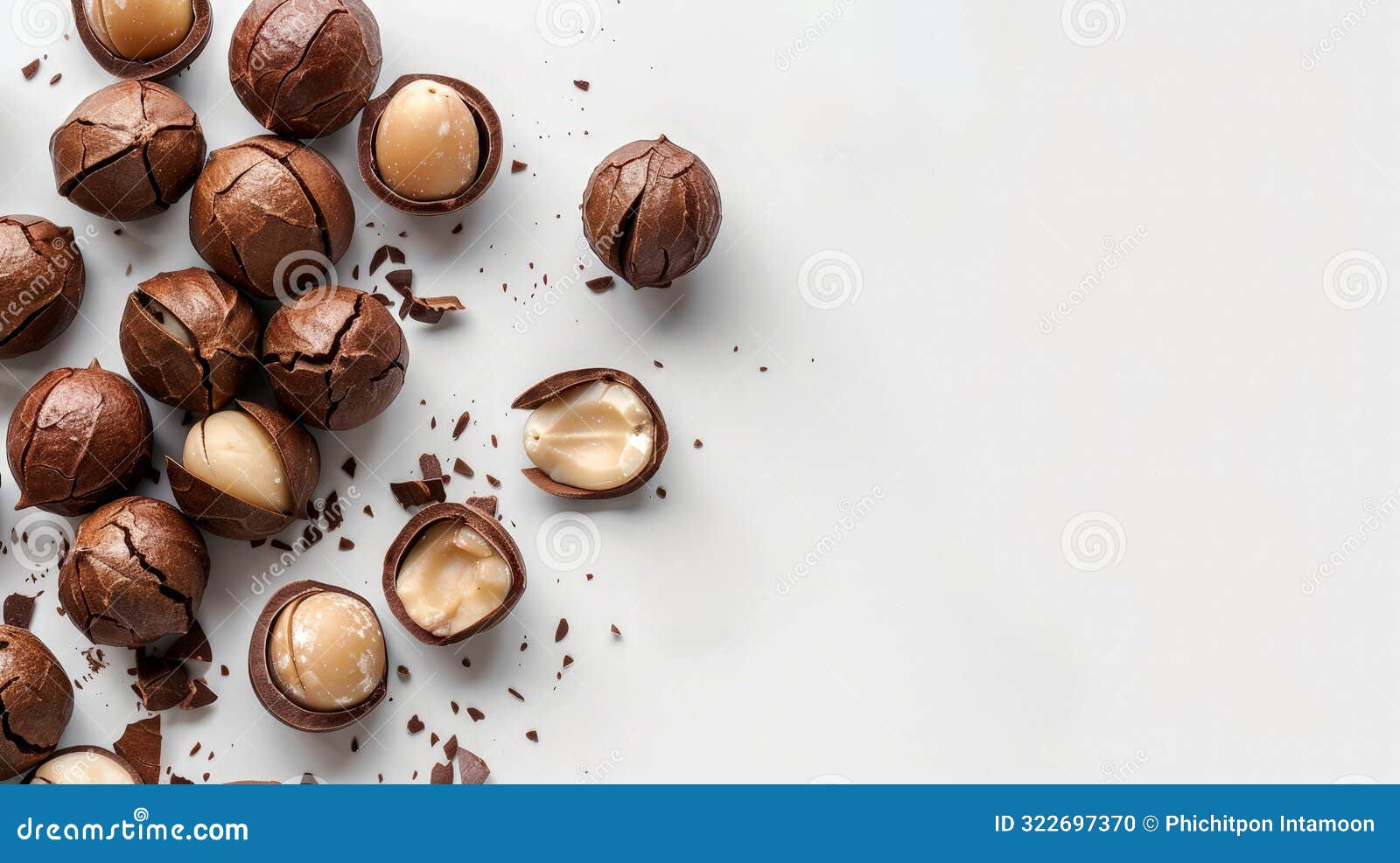 Macadamia Nut with Cracked Shells Isolated on White Background Created ...