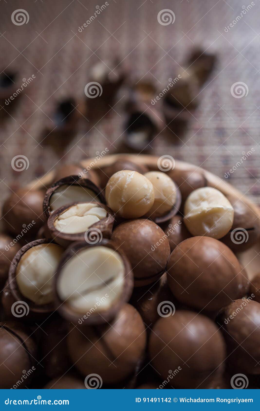 Macademia Nuts stock photo. Image of wooden, background - 91491142
