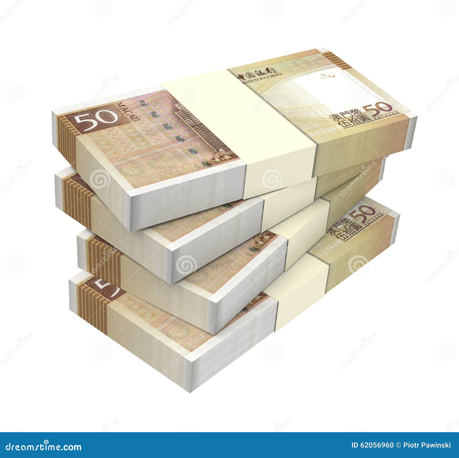 Macanese Pataca Bills on White Background. Stock Illustration ...