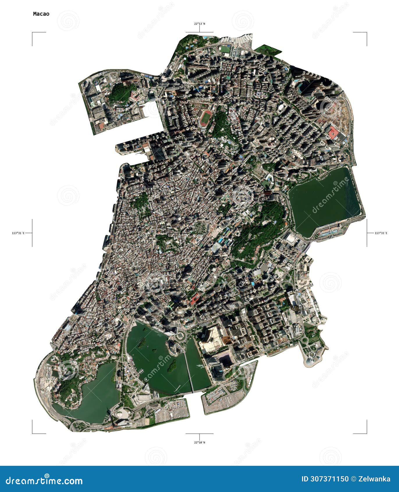 Macao Shape on White. High-res Satellite Stock Illustration ...