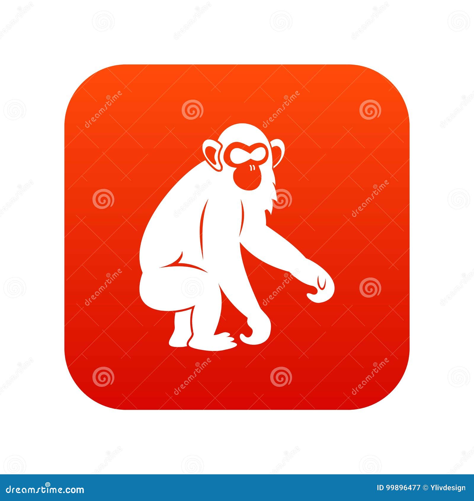 Macaque icon digital red stock vector. Illustration of hairy - 99896477
