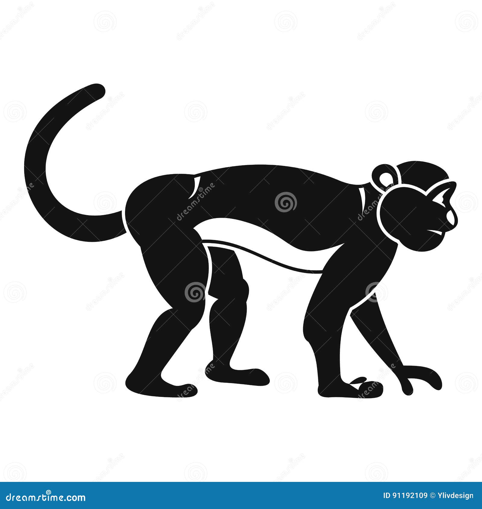 Macaque icon, simple style stock vector. Illustration of hanging - 91192109
