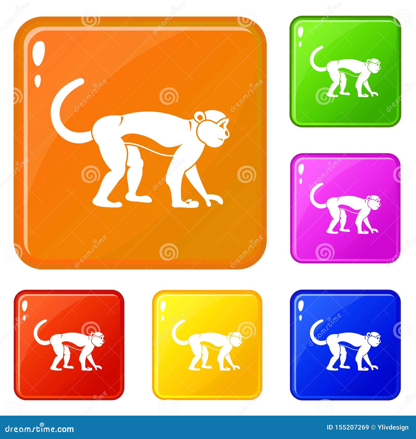 Macaque Icons Set Vector Color Stock Vector - Illustration of activity ...