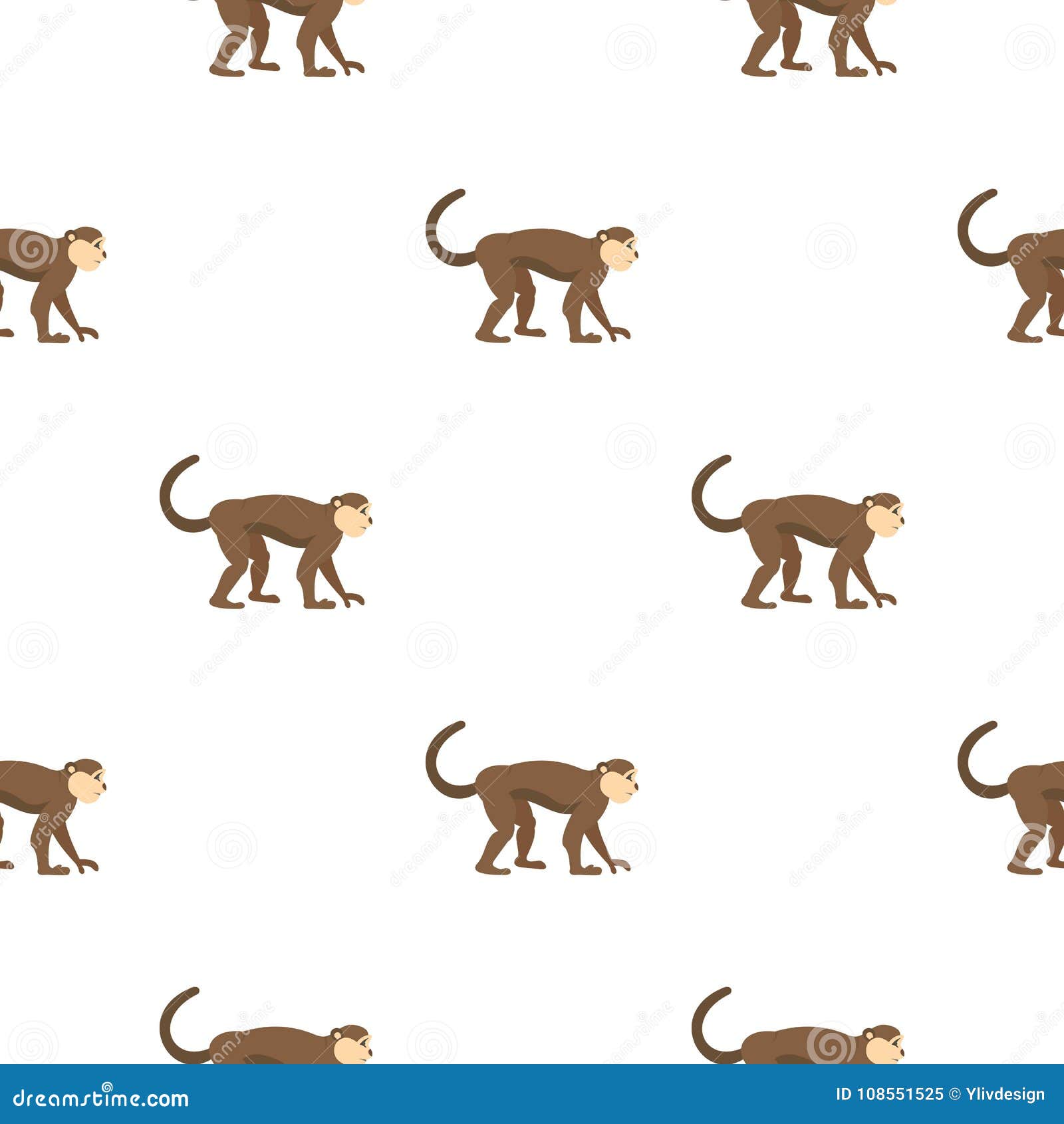 Macaque Monkey Pattern Seamless Stock Vector - Illustration of isolated ...
