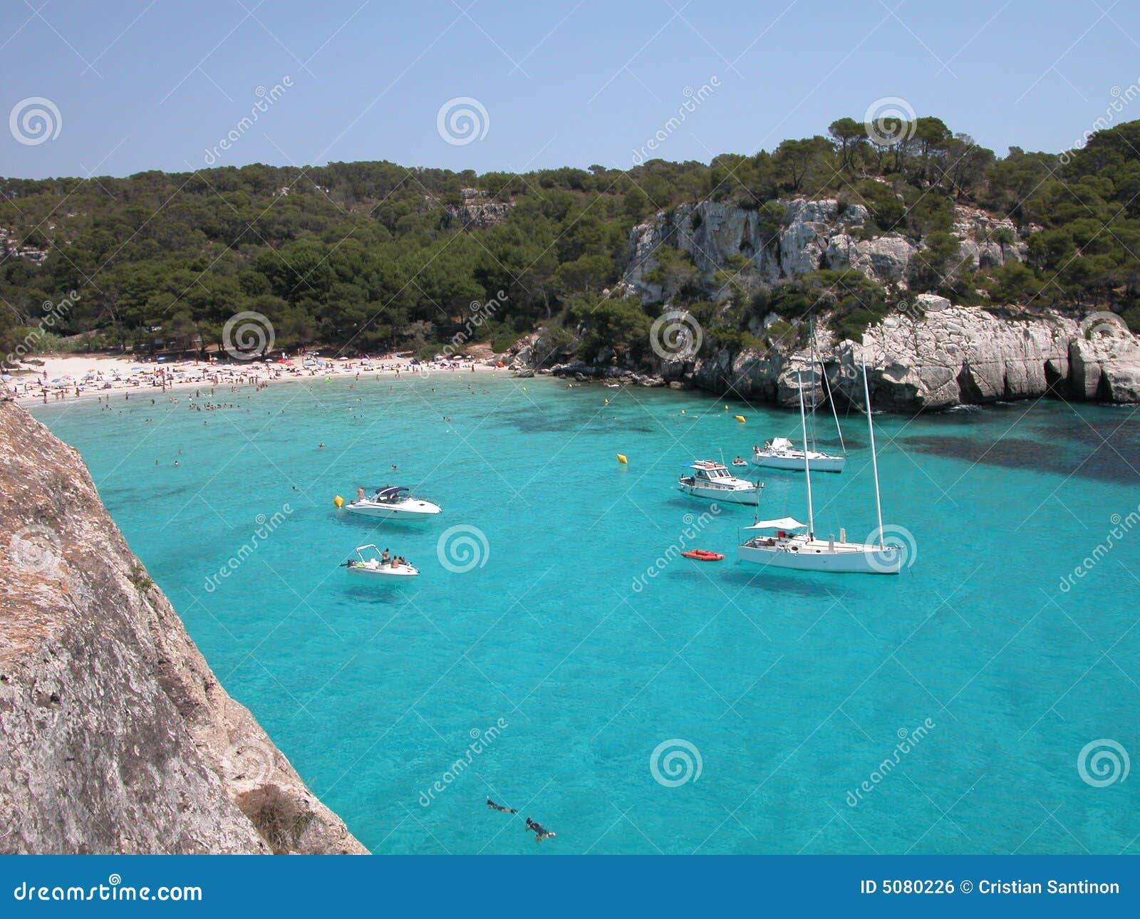 Macarella Beach in Menorca (Spain) Stock Photo - Image of relax ...
