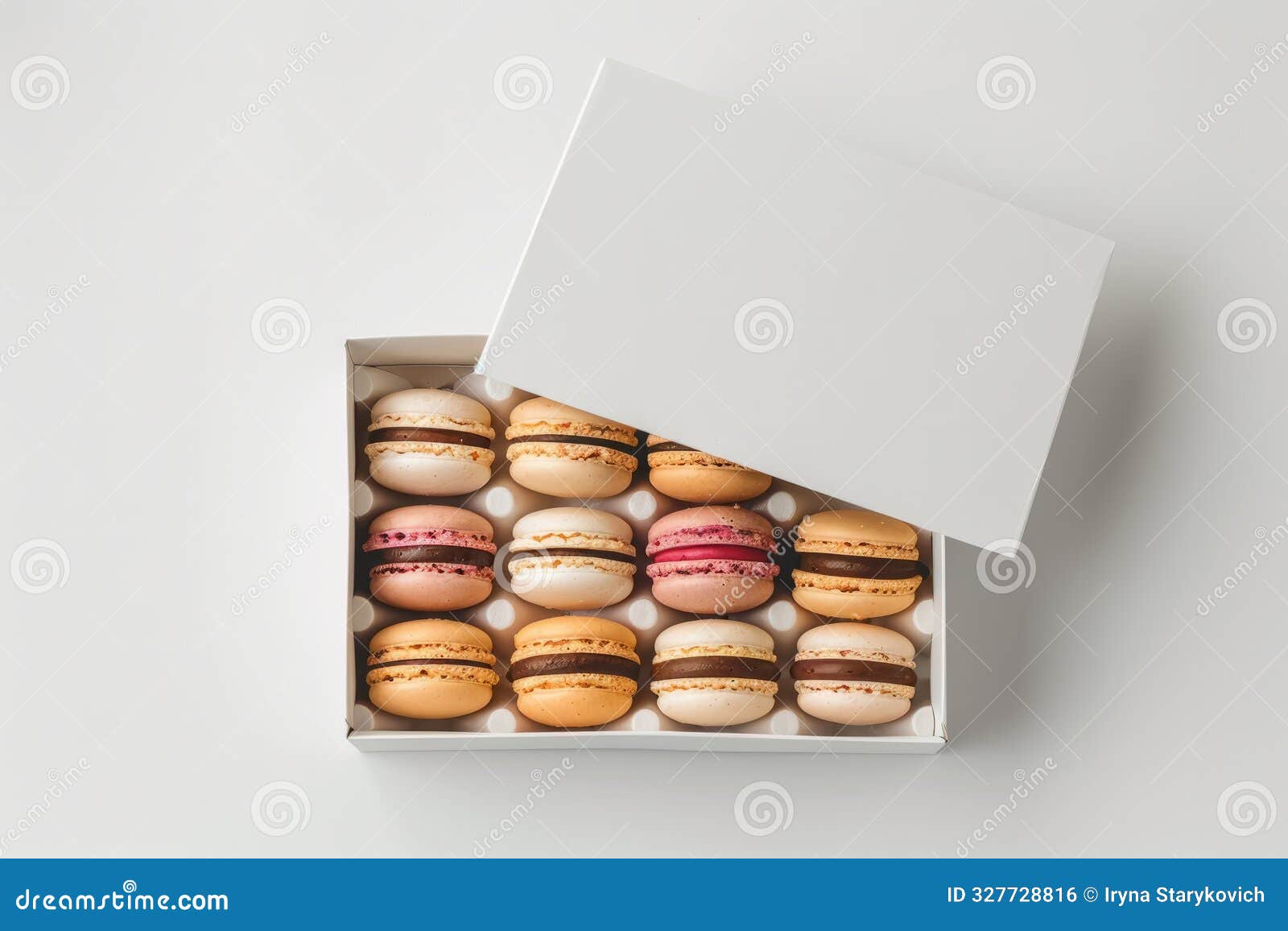 Macaron Box Mockup, on White Background, Branding Stock Illustration ...