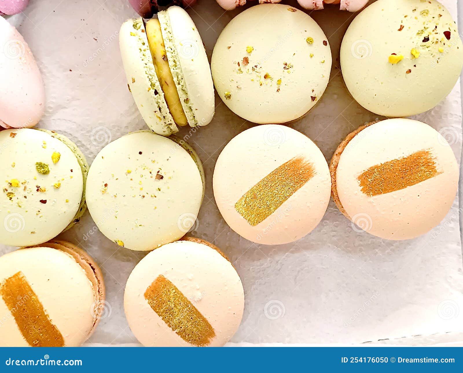 Macaron, dessert with gold stock photo. Image of dessert - 254176050