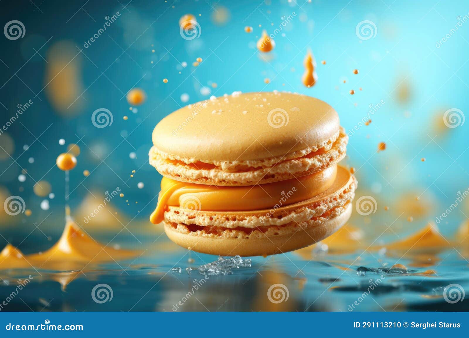 A Macaron is Floating in Water with Orange Liquid, AI Stock ...