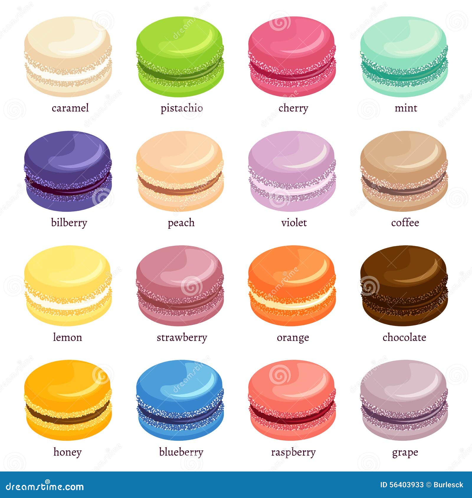 Macaron or Macaroon Icon Set Stock Vector - Illustration of delicious ...