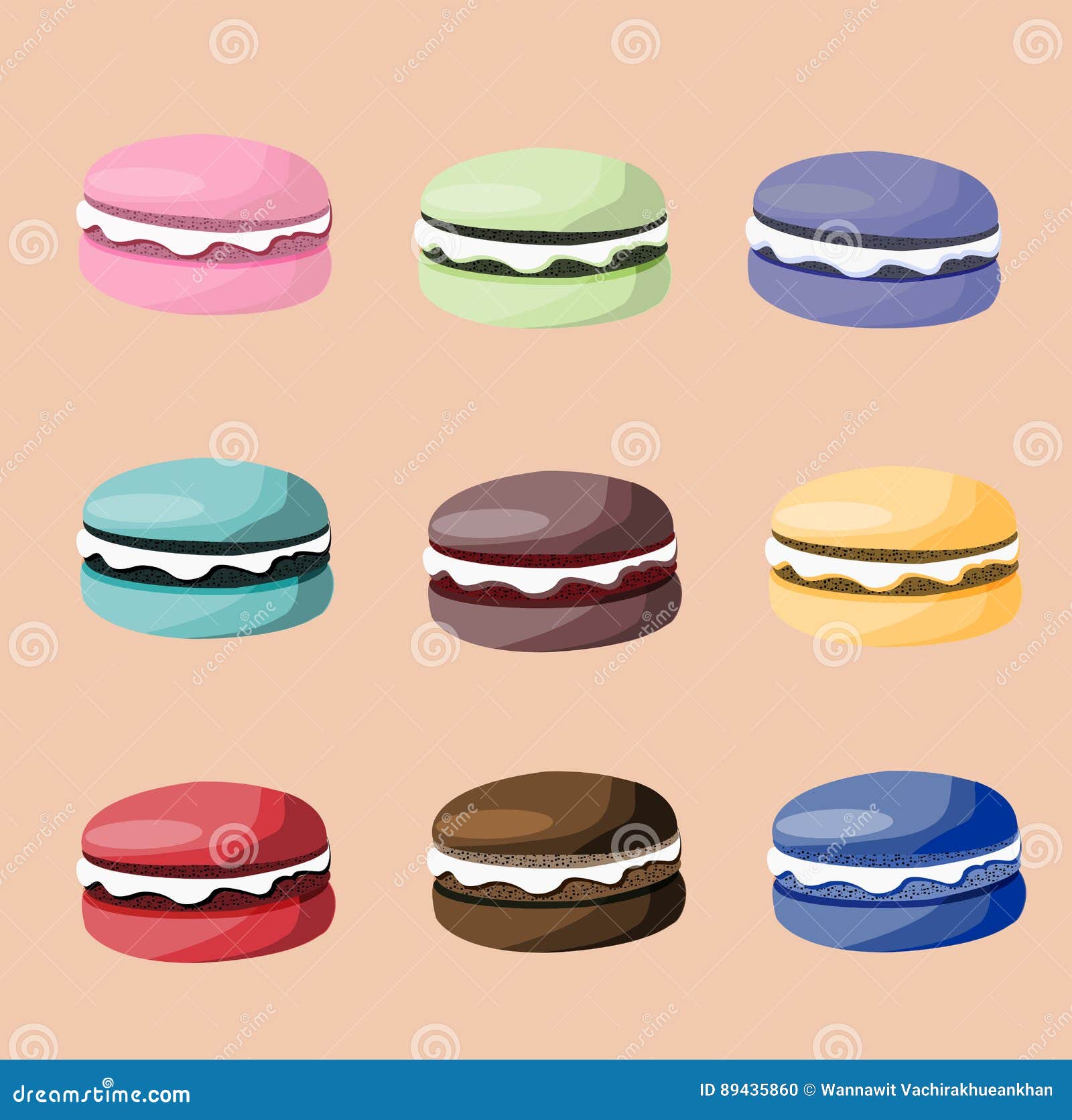 Macaron or Macaroon Icon Set Stock Vector - Illustration of macaron ...