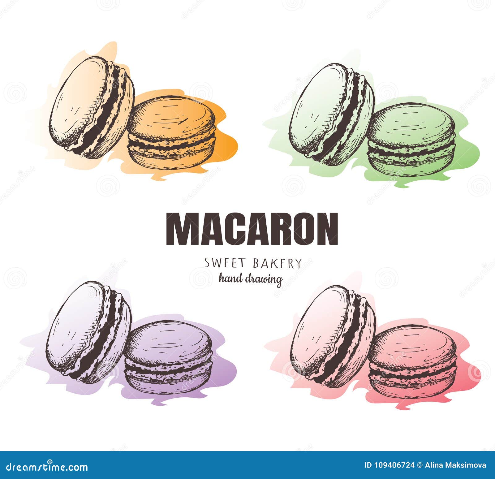 Macaron, Macaroon, Macaron Sketch Set. Stock Vector - Illustration of ...