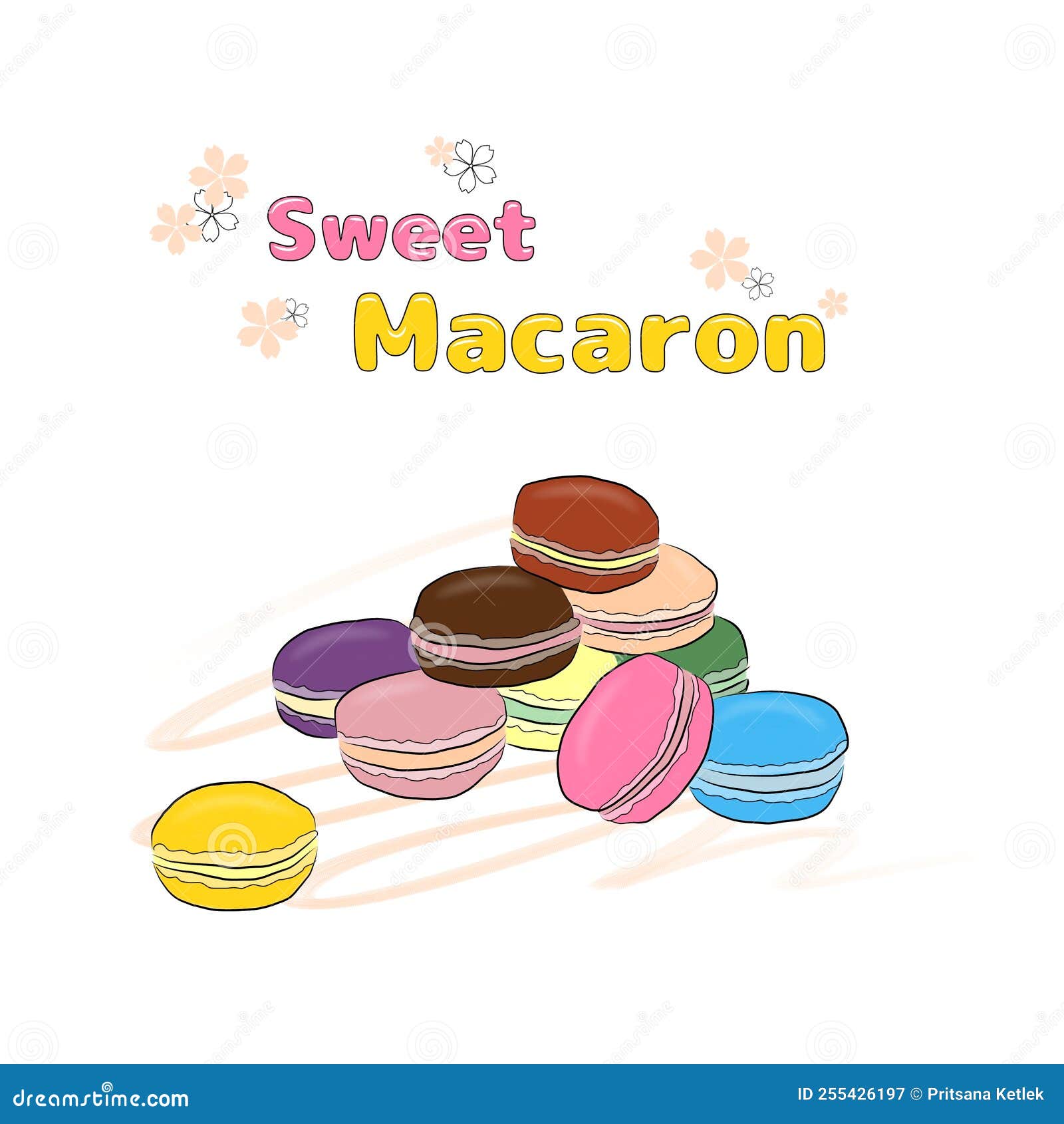 Macaron with Multicolor on White Background Drawing Illustration Stock ...