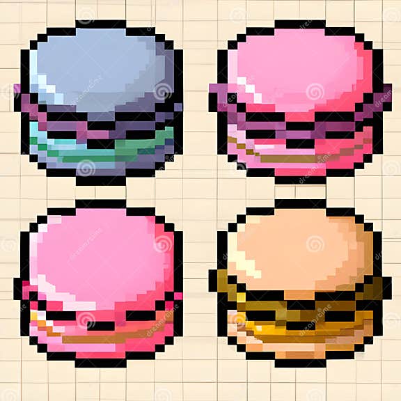Macaron Pixel Art Set. Generative AI. Stock Illustration - Illustration of food, sweet: 281934316