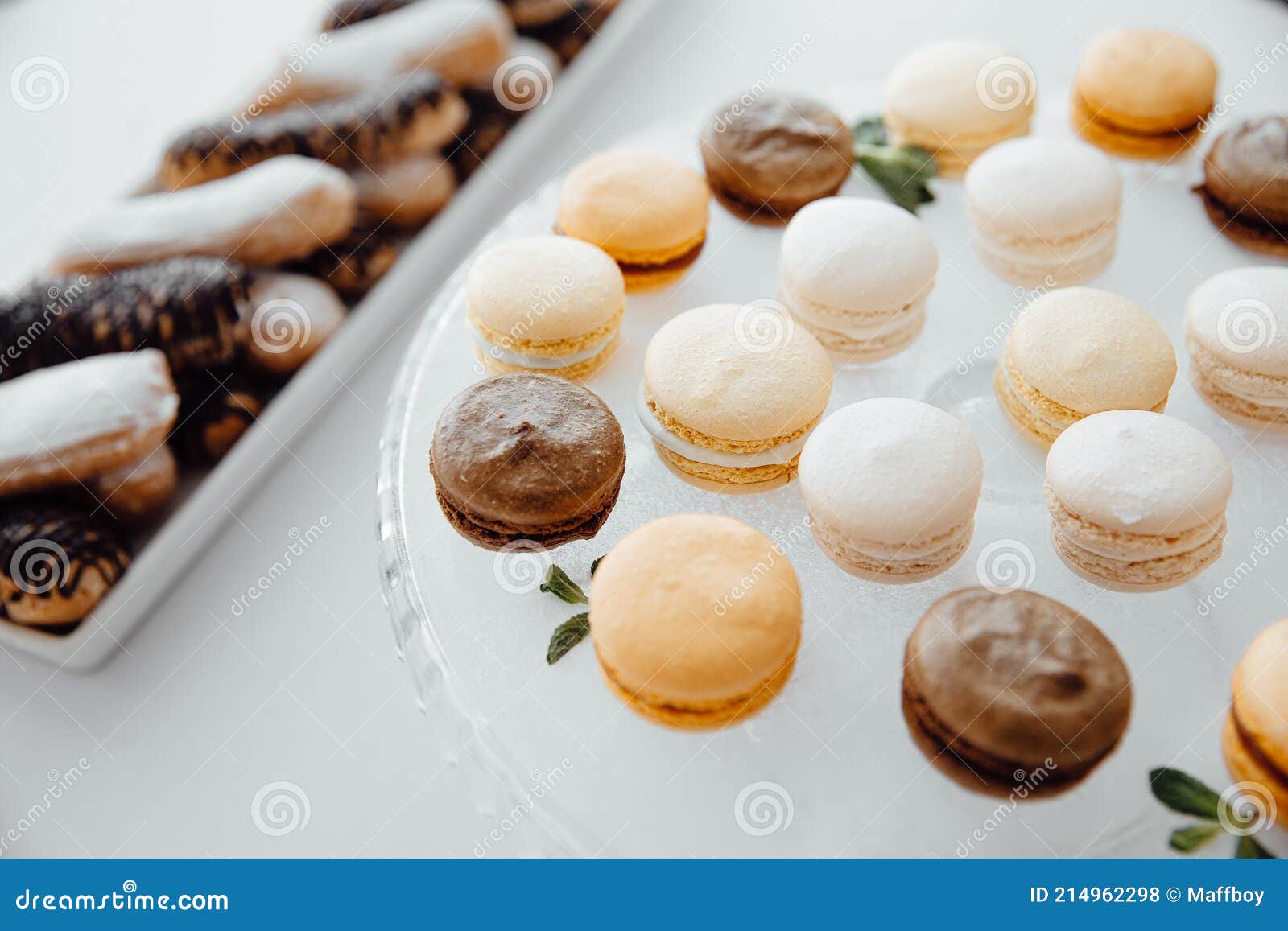 Macaron a Plate, Serving in a Restaurant Stock Photo - Image of cream ...