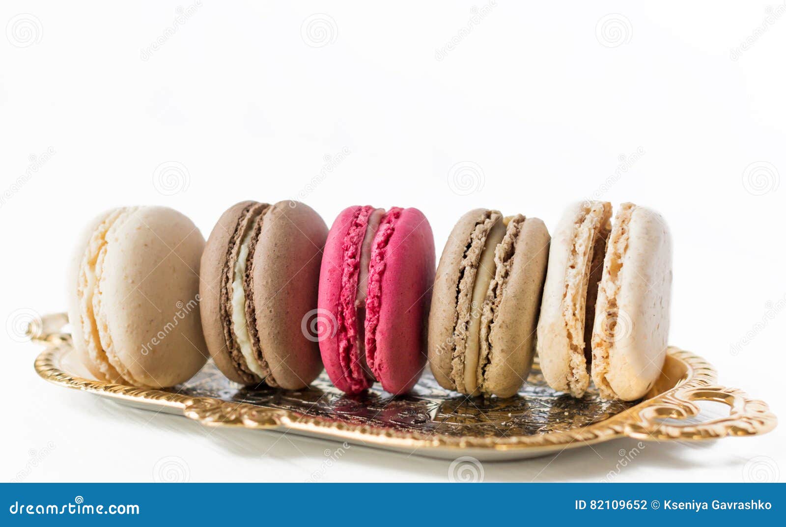 Macaron on a Plate and White Background Stock Photo - Image of ...