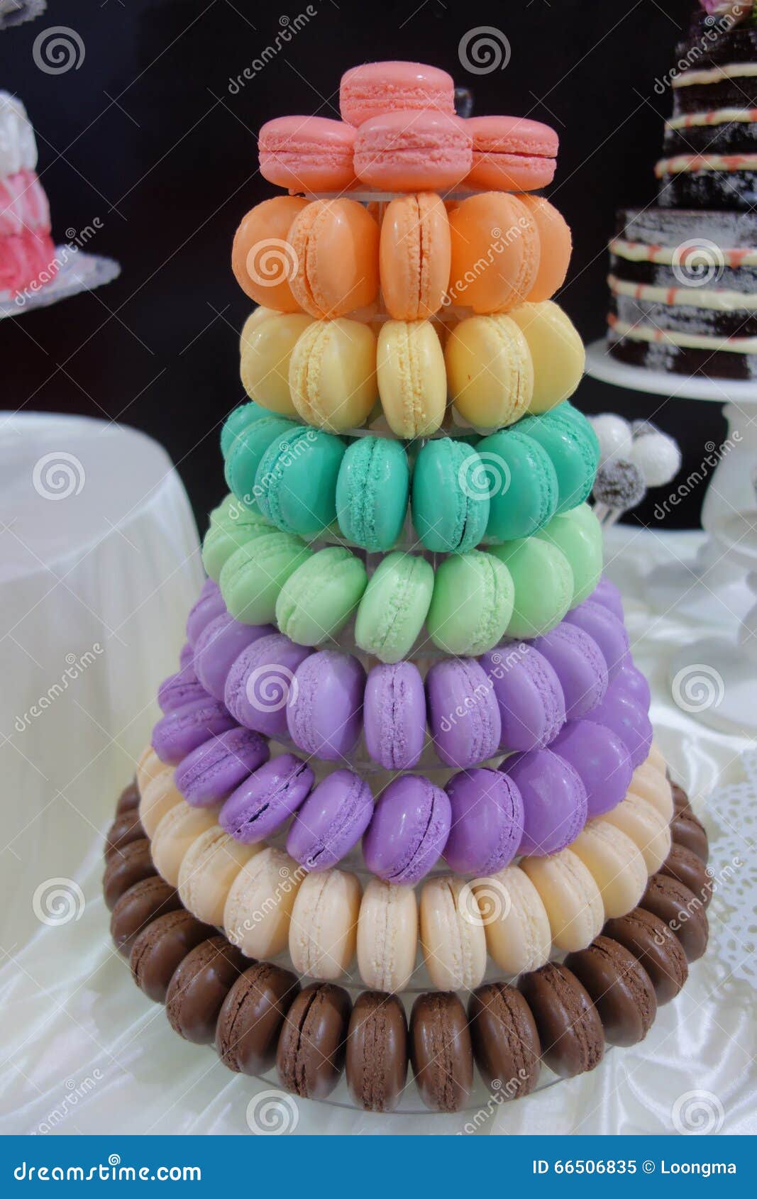 Macaron tower stock image. Image of assorted, baked, blue - 66506835