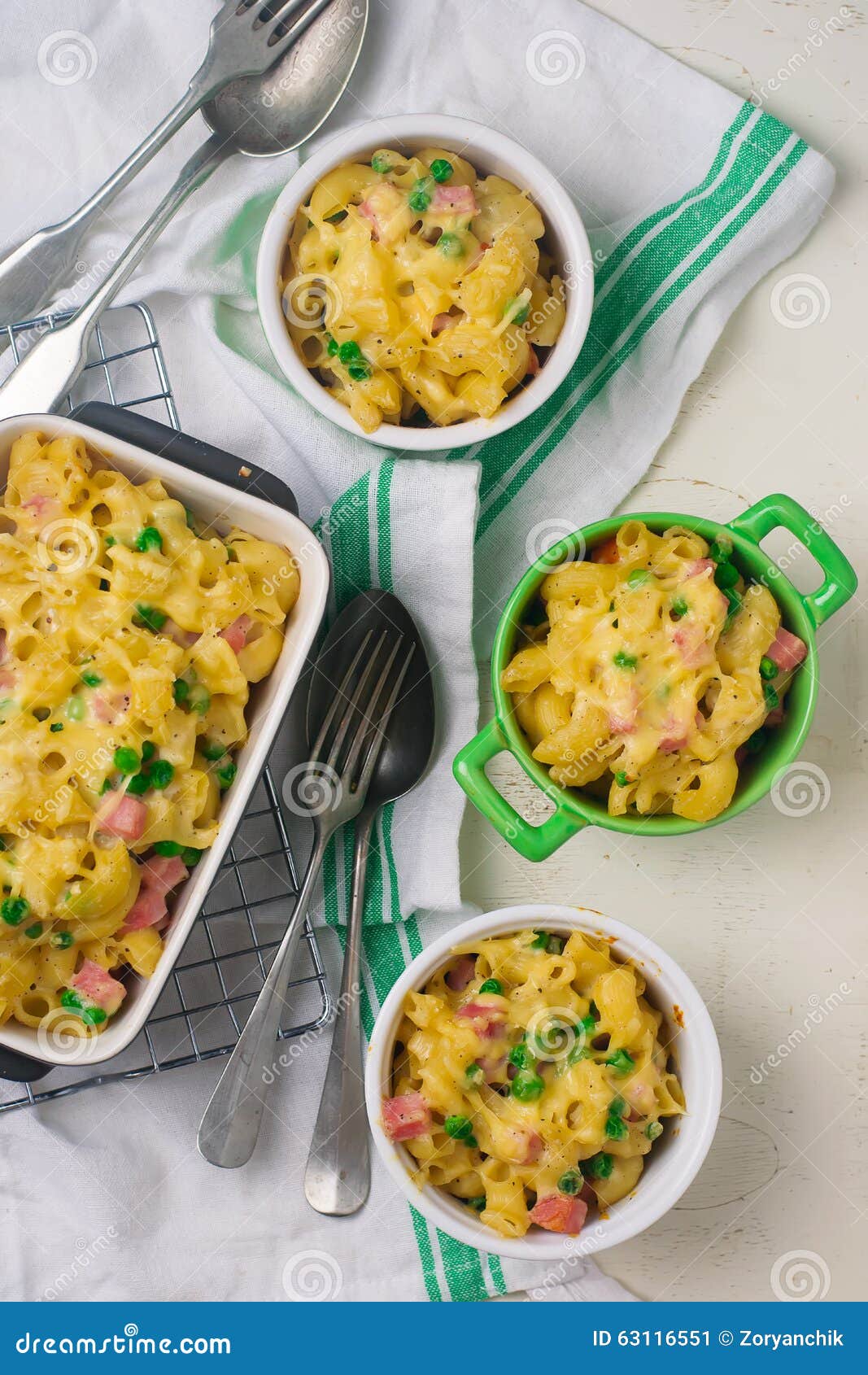 Macaroni Baked Pudding with Ham and Peas. Stock Image - Image of recipe ...