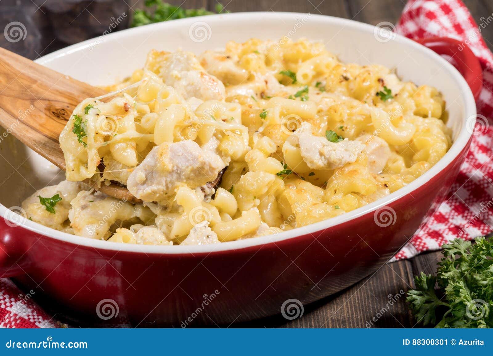 Macaroni with Cheese, Chicken Stock Image - Image of gourmet, recipe ...