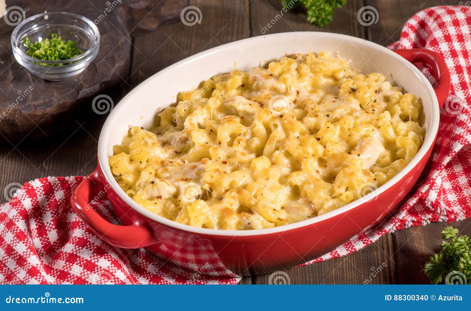 Macaroni with Cheese, Chicken Stock Photo - Image of delicious, gourmet ...