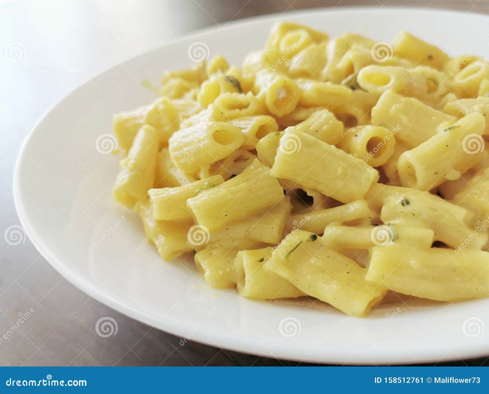 Macaroni and Cheese in a White Plate. Stock Image - Image of calories ...