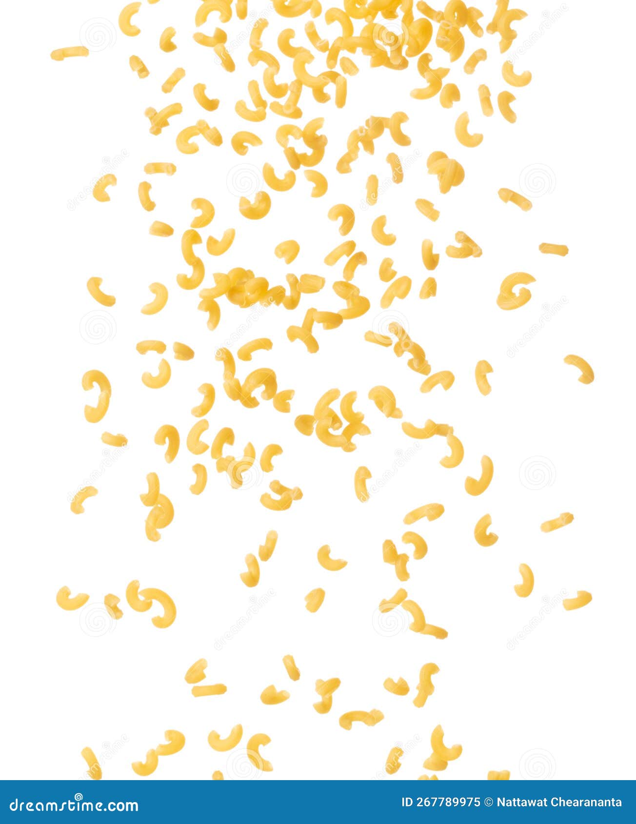 Macaroni Fall Down in Group, Yellow Macaronis Pasta Float Explode ...