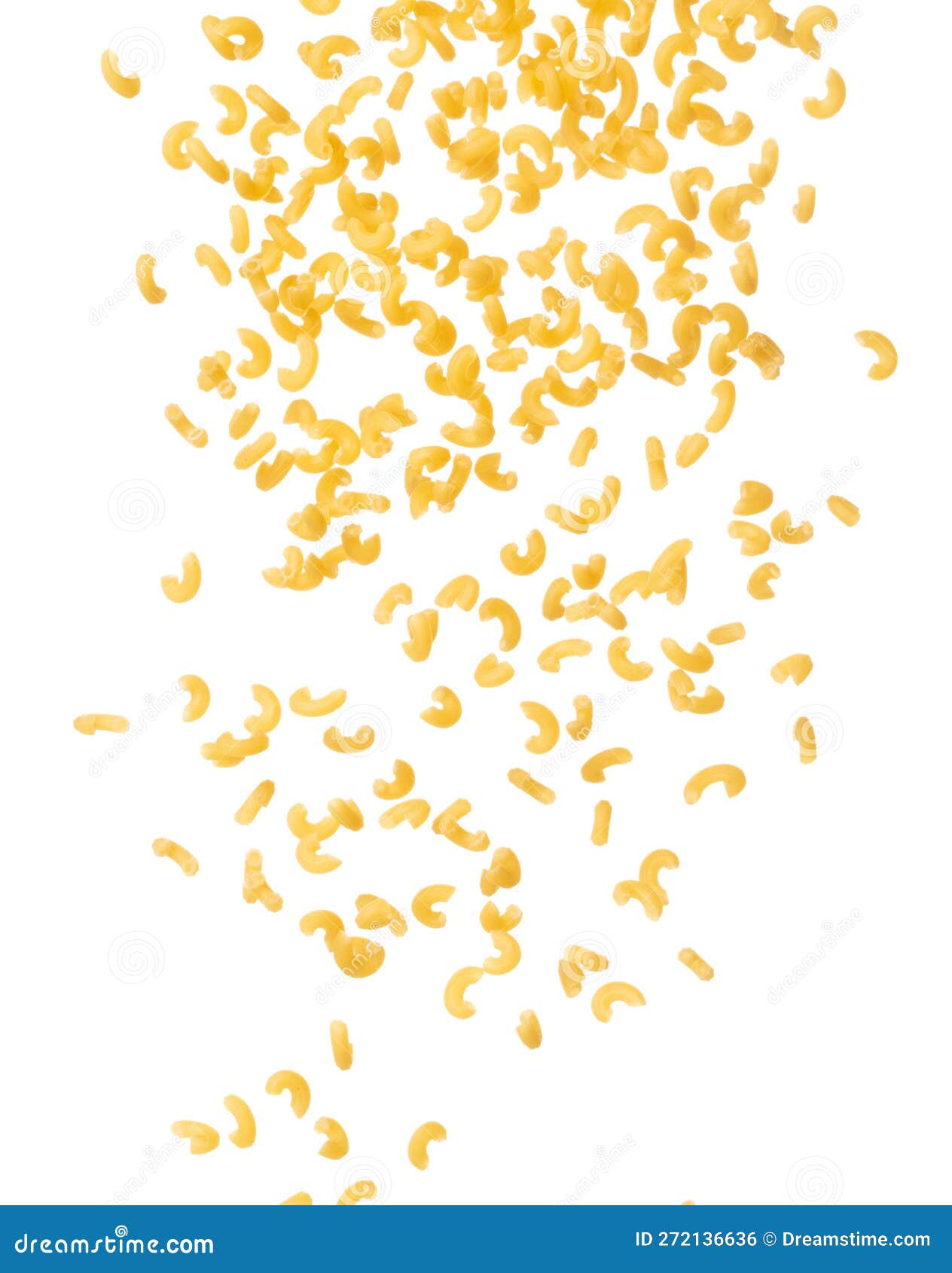 Macaroni Fall Down in Group, Yellow Macaronis Pasta Float Explode ...