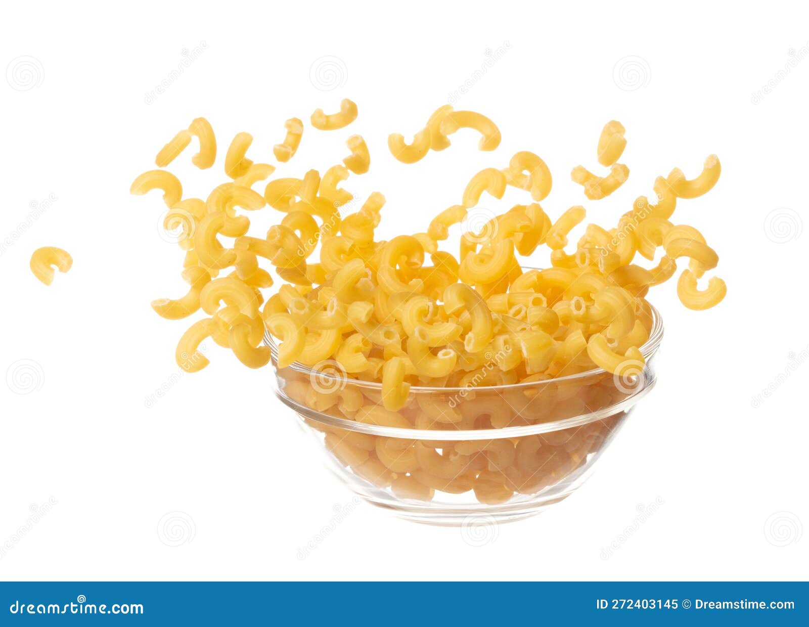Macaroni Fall on Glass Bowl, Yellow Macaronis Pasta Float Explode ...