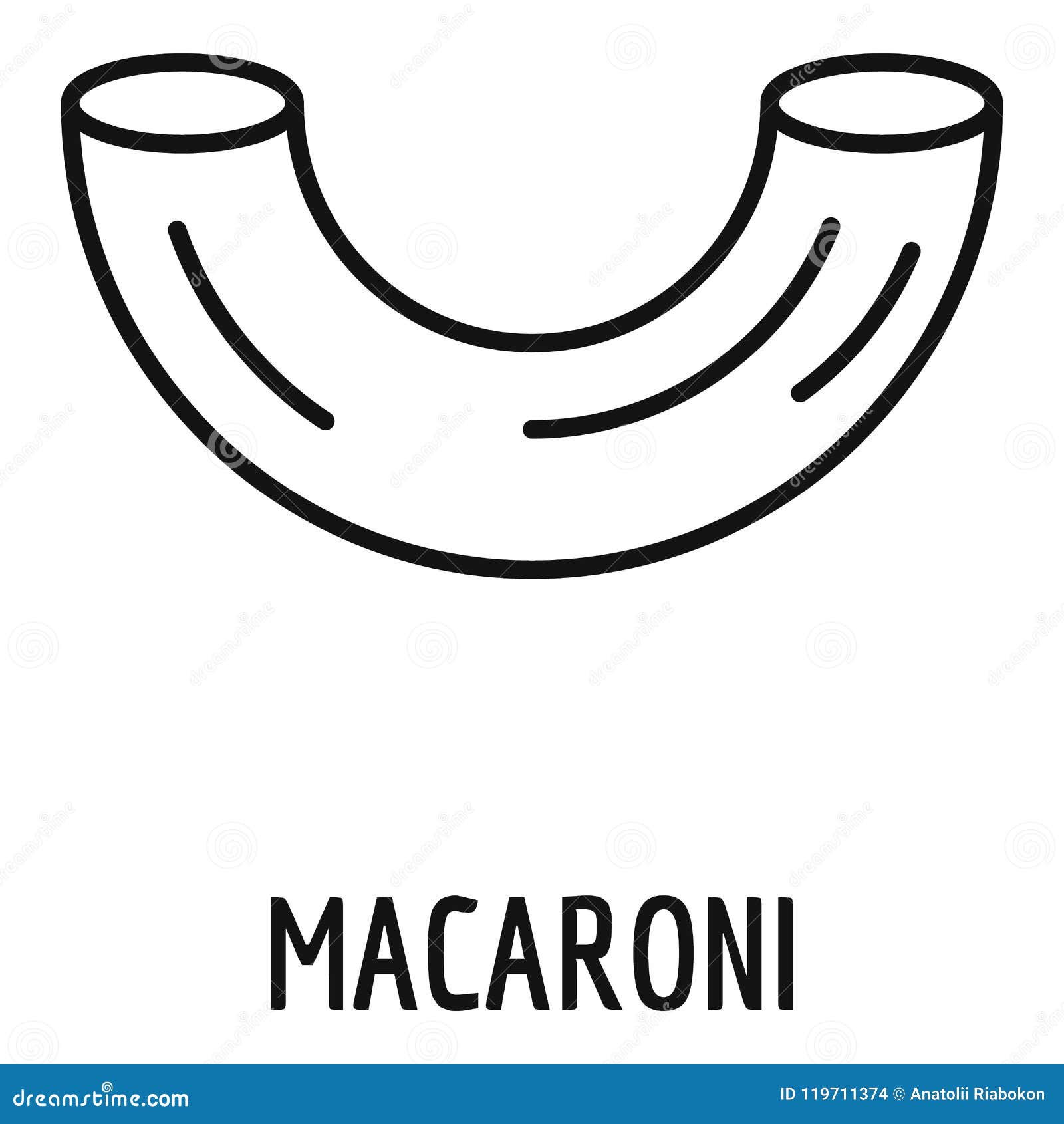 Macaroni Icon, Black Vector Sign With Editable Strokes, Concept ...