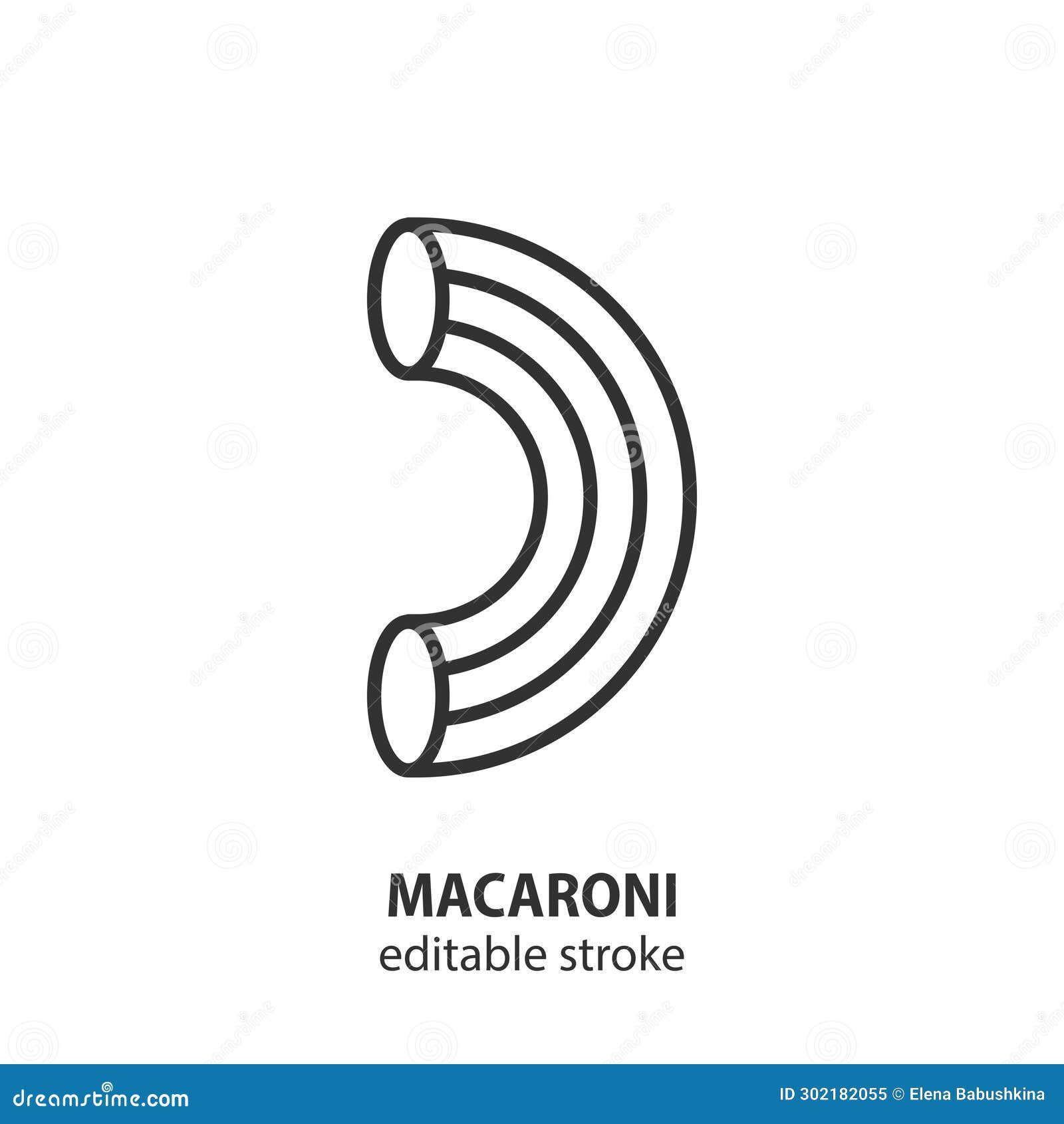 Macaroni Line Icon. Italian Pasta Symbol. Editable Stroke Stock Vector ...