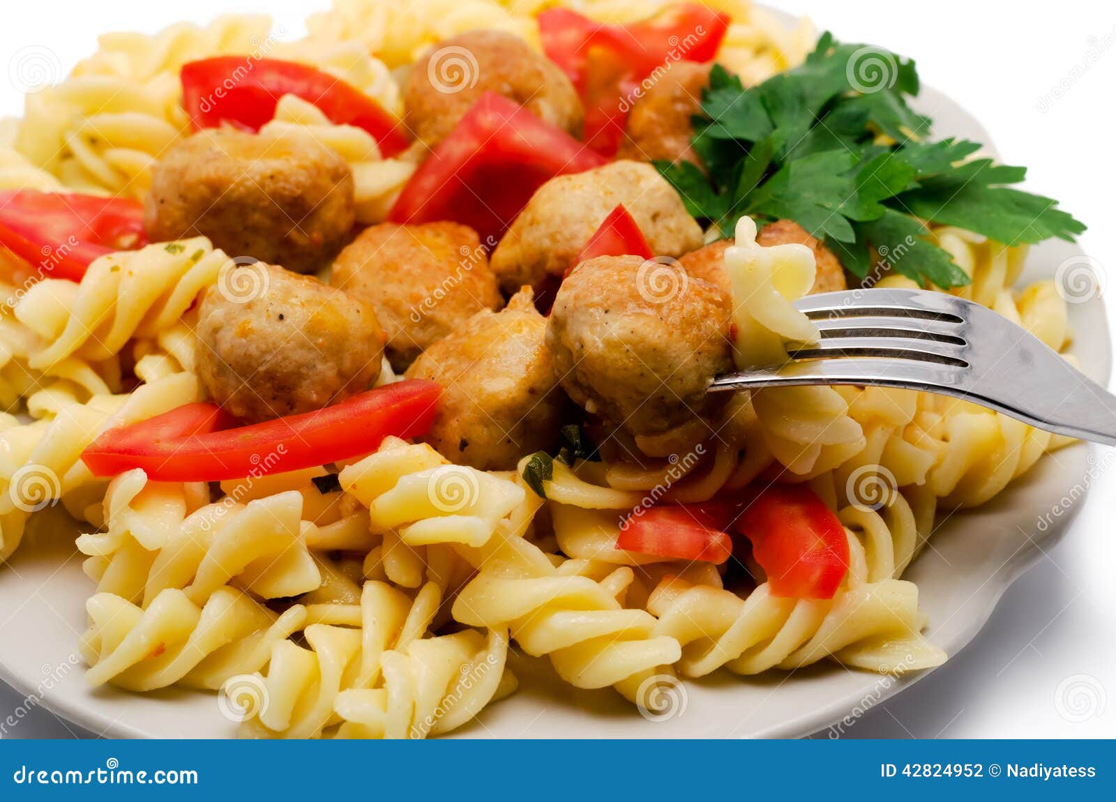 Macaroni with Meatballs and Tomatoes Stock Photo - Image of meatball ...