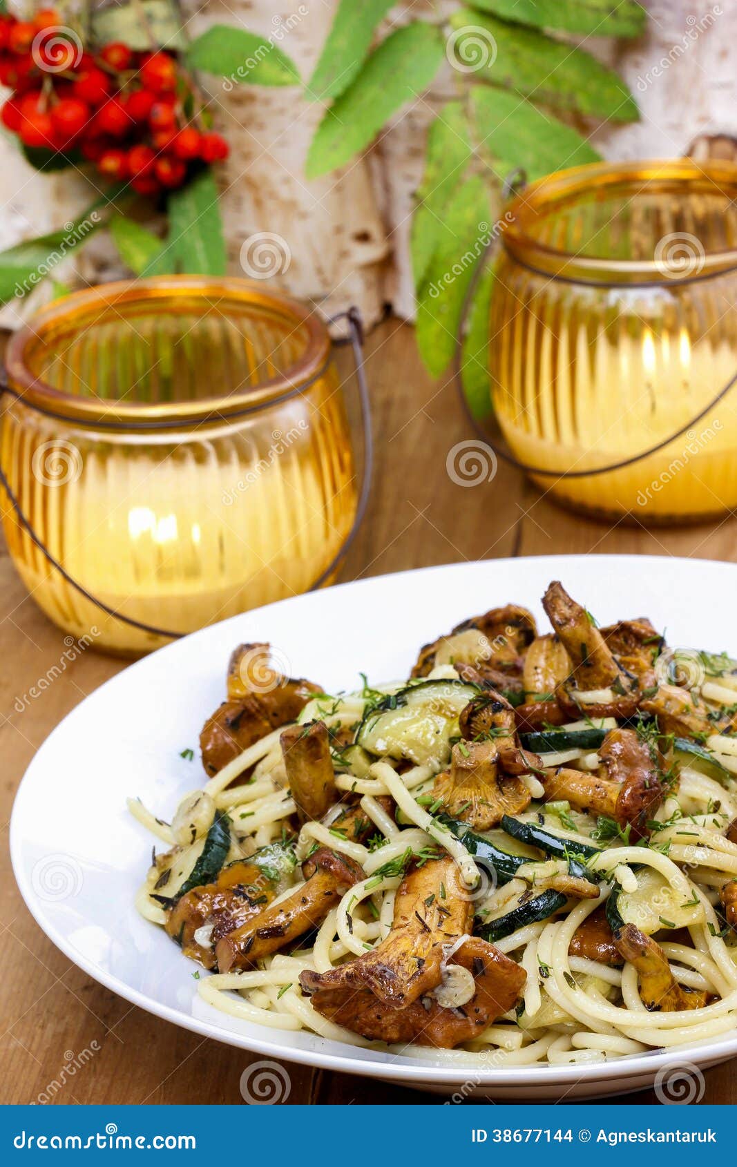 Macaroni with mushrooms stock photo. Image of lantern - 38677144
