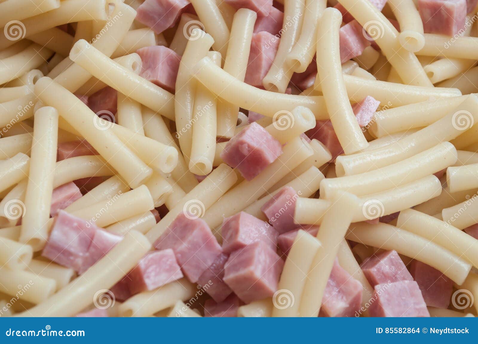 Macaroni Pasta with Ham Cubes Texture Stock Photo - Image of healthy ...