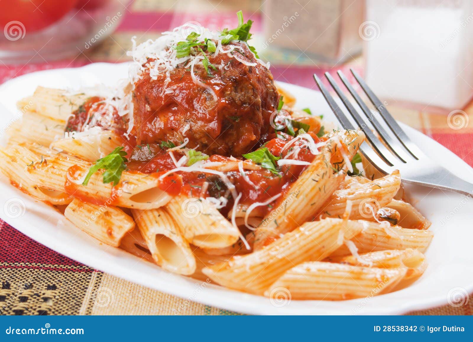 Macaroni Pasta with Meatballs Stock Photo - Image of italian, pasta ...