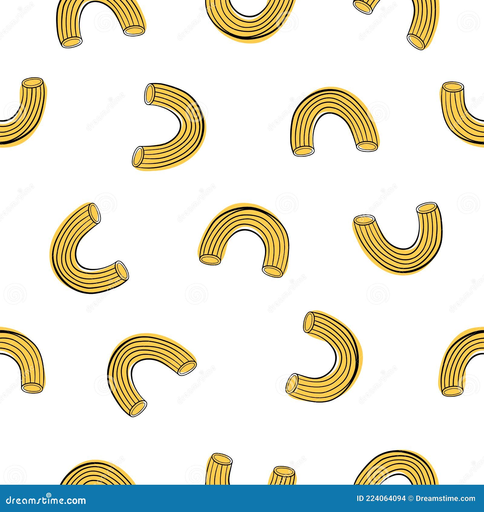 Macaroni Pasta Seamless Pattern. Hand Drawn Sketch Style. for Menu ...