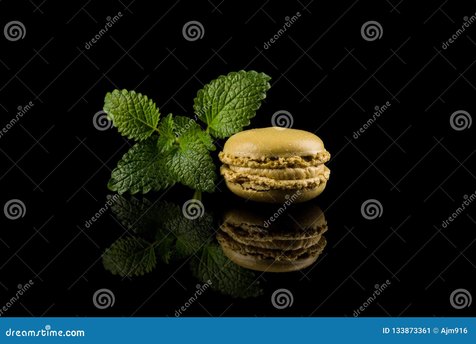 Macarons, Beautiful Green Macaron with Green Leaves, Modern Design ...