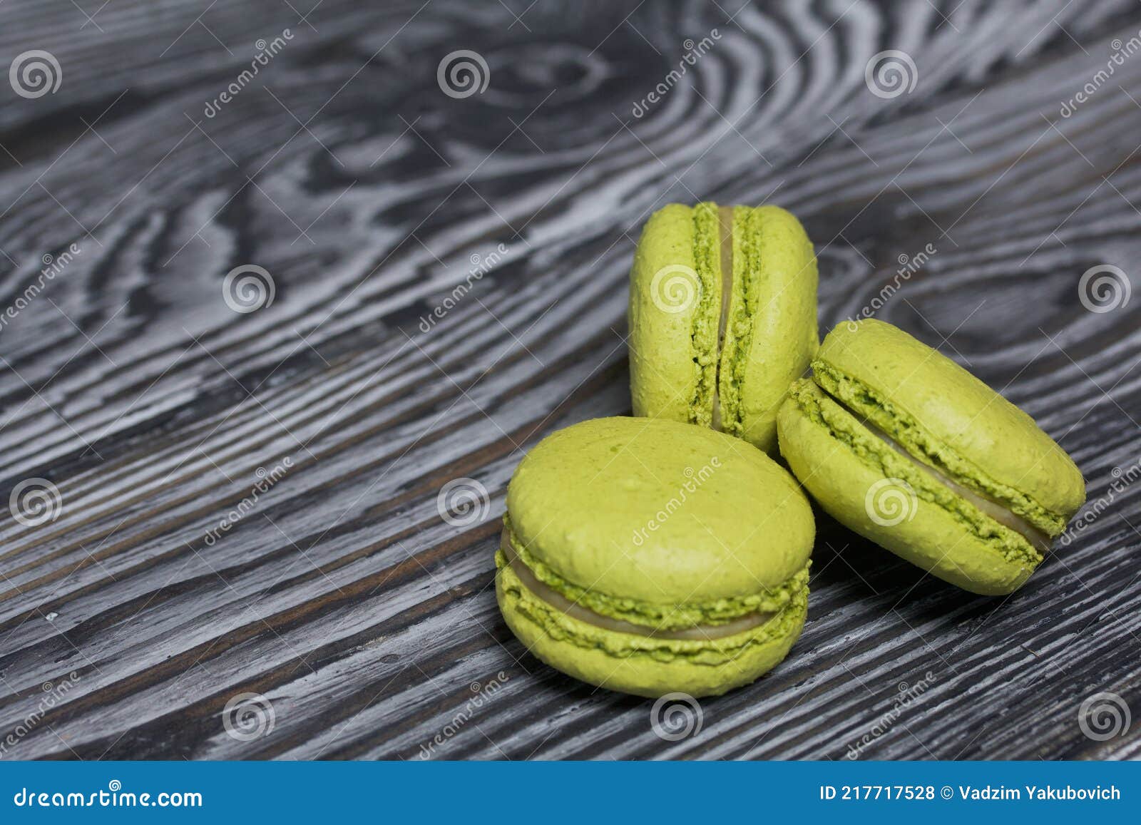 Macarons Cakes Light Green Color. they Lie on Black and White Pine ...