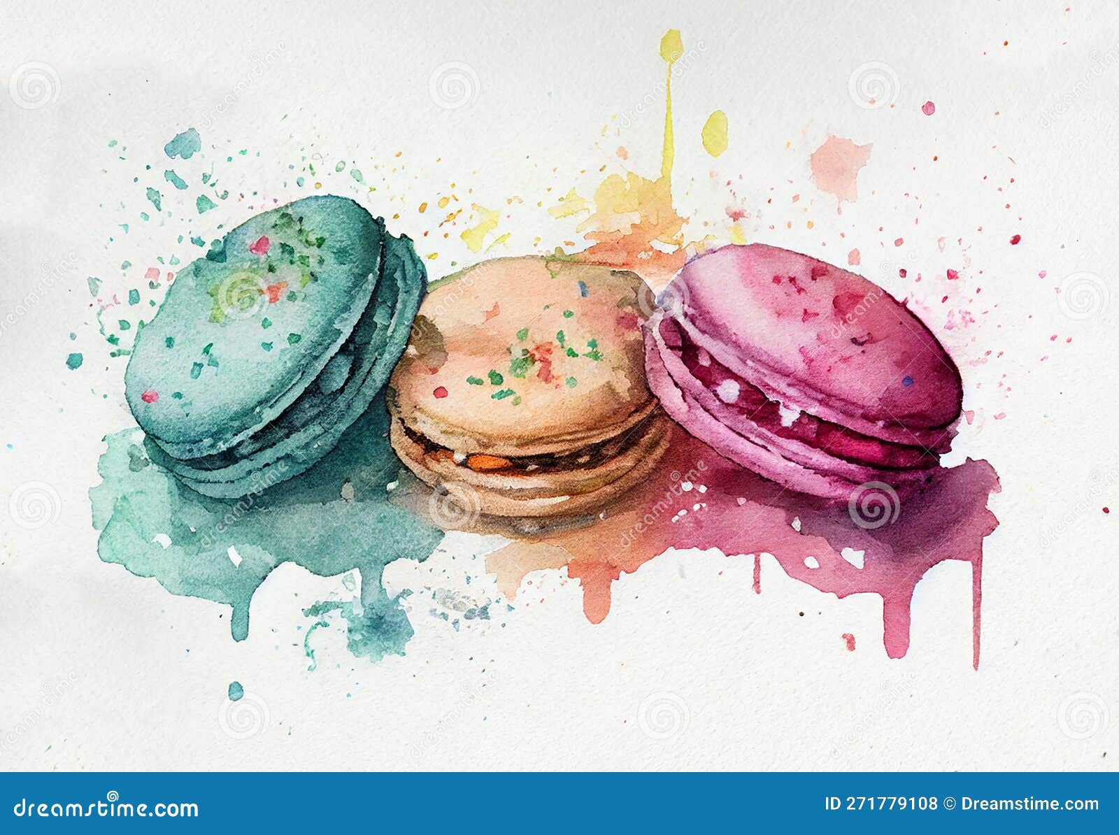 Macarons Drawing with Bit of Watercolour Stock Illustration ...