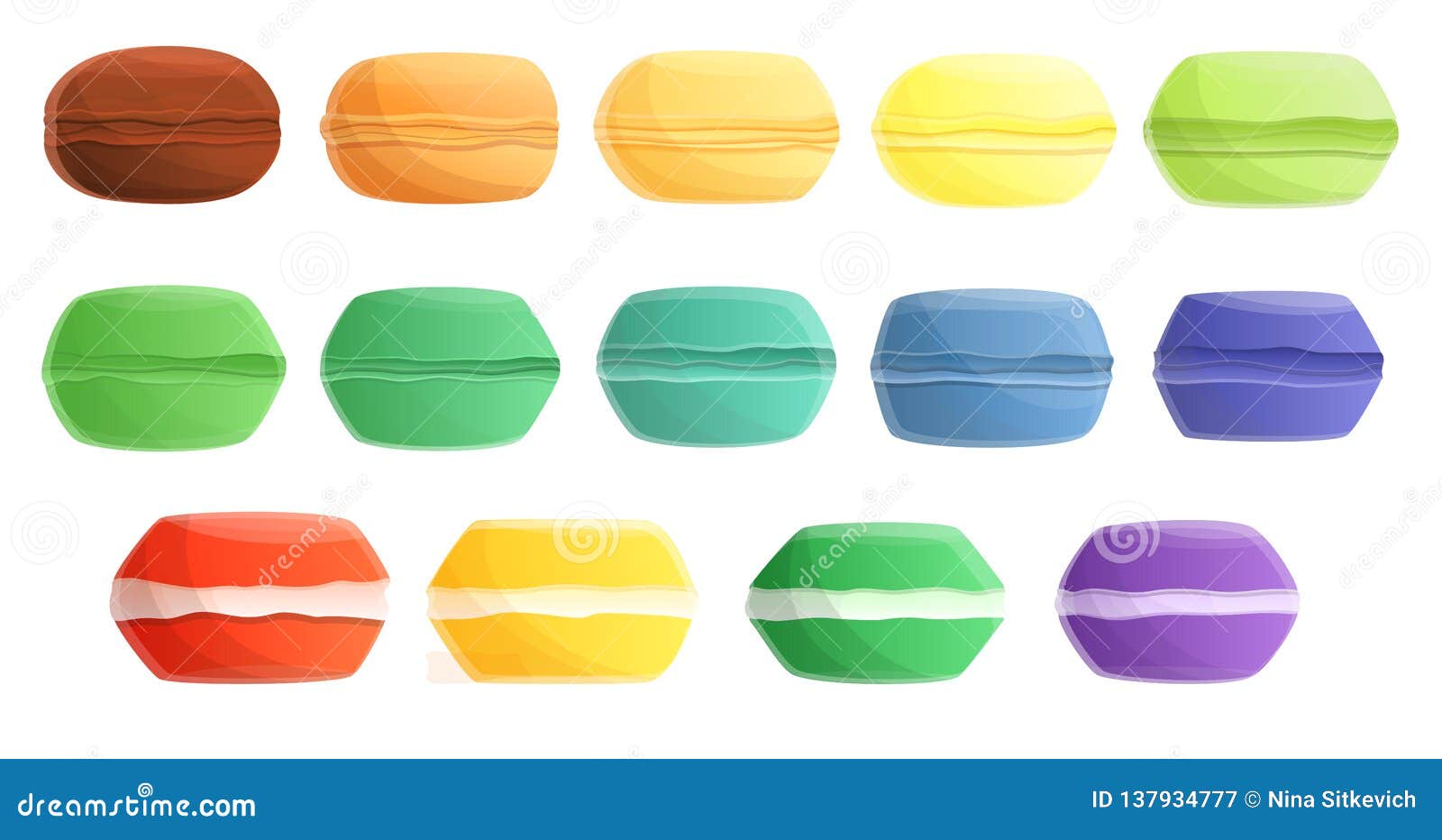 Macarons Icons Set, Cartoon Style Stock Vector - Illustration of ...