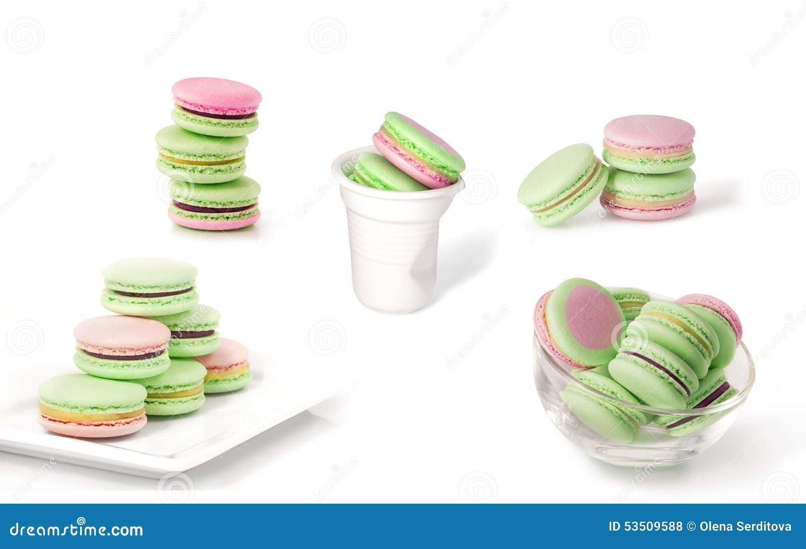 Macarons Isolated on White Collage Stock Photo - Image of closeup, cake ...