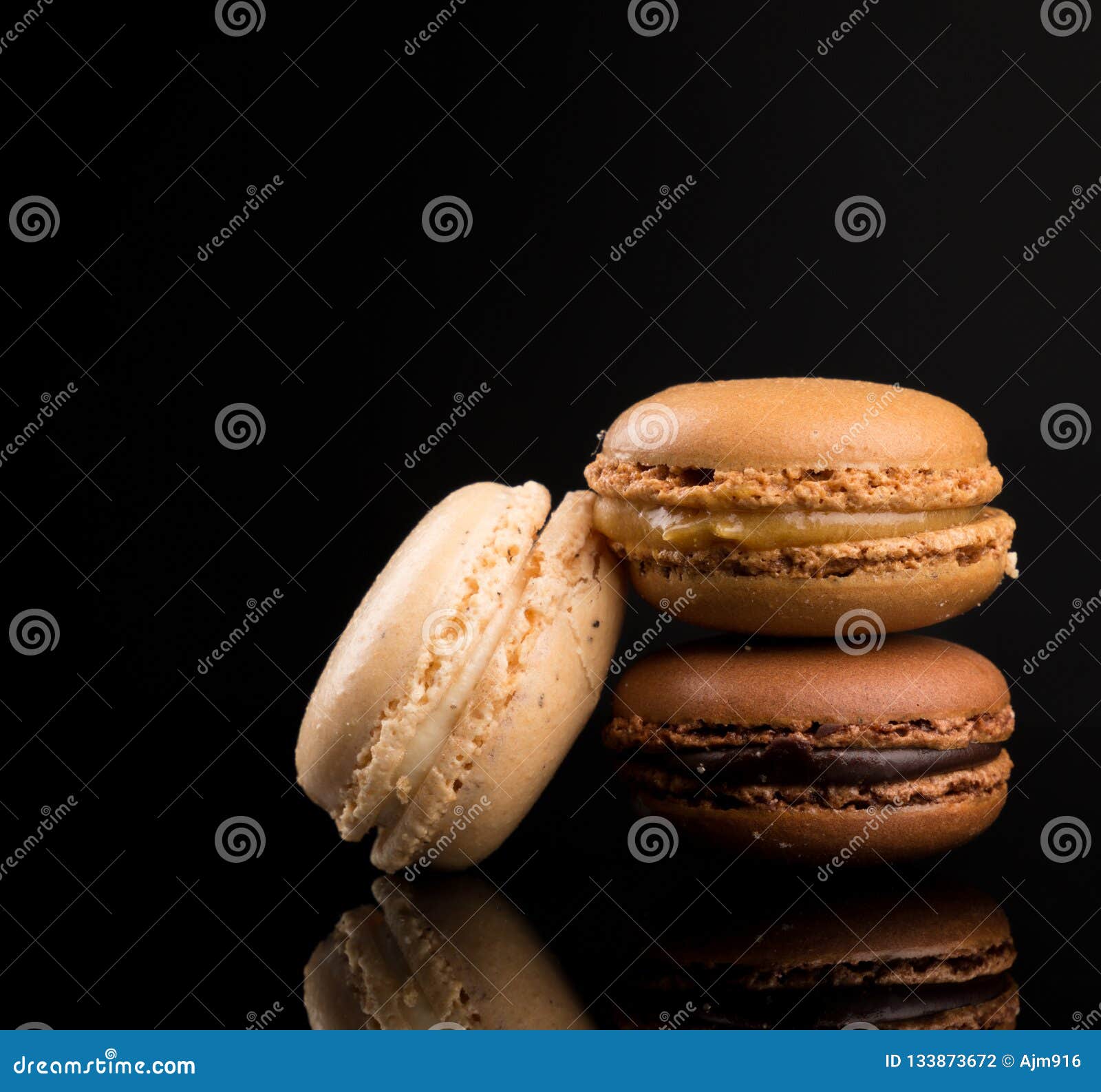 Macarons Pile, Beautiful Brown Chocolate Stack of Macarons, Isolated on ...