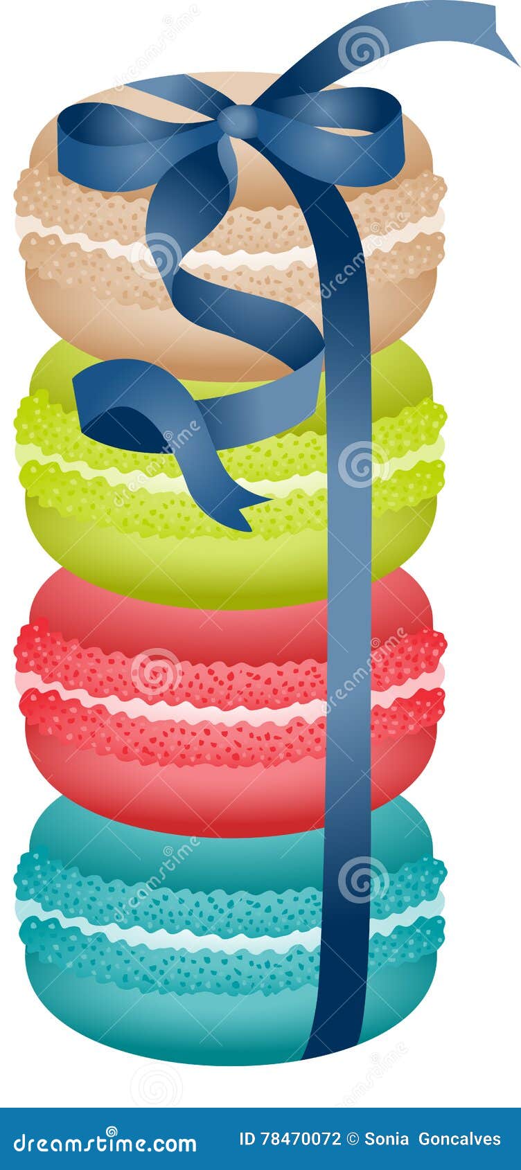 Macarons Tied with Blue Ribbon Stock Vector - Illustration of color ...