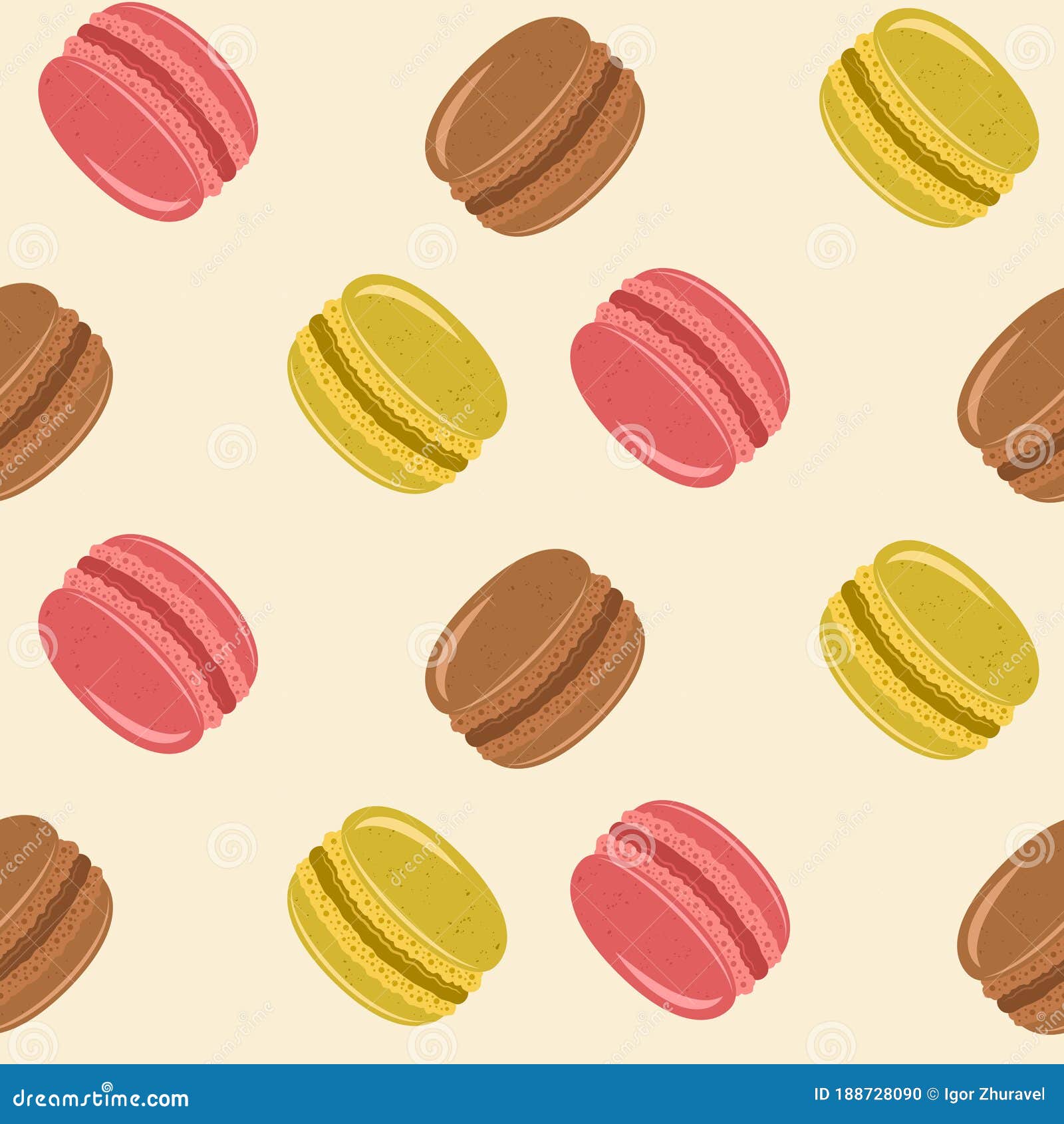 Macarons Vector Seamless Colored Cartoon Pattern Stock Vector ...
