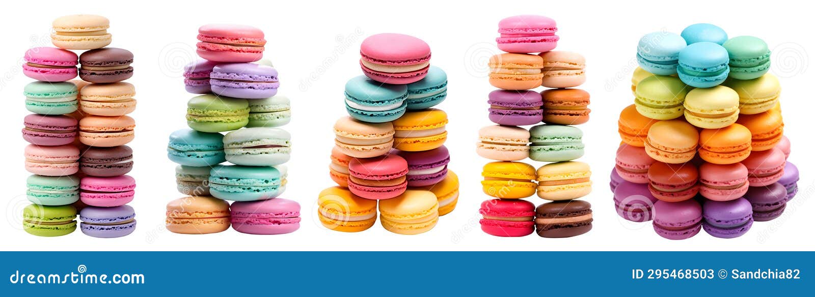 Macaroon Macaron, Group Stack Tower Front View on Transparent ...